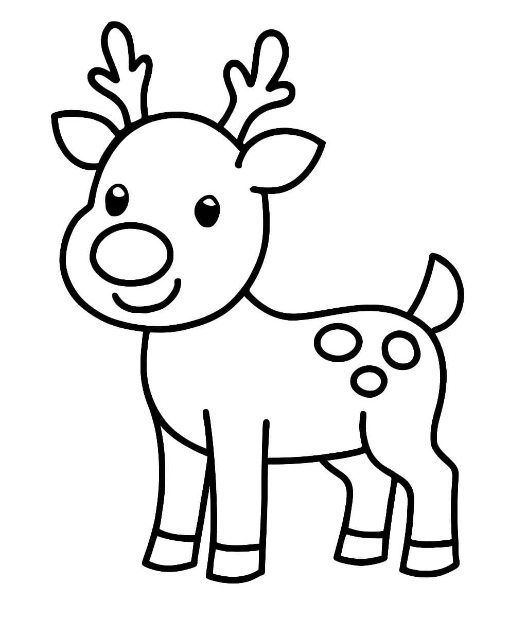 Kolorowanka Narysuj Renifer Rudolf bezpłatny wydruku łatwy. Pobierz ...
