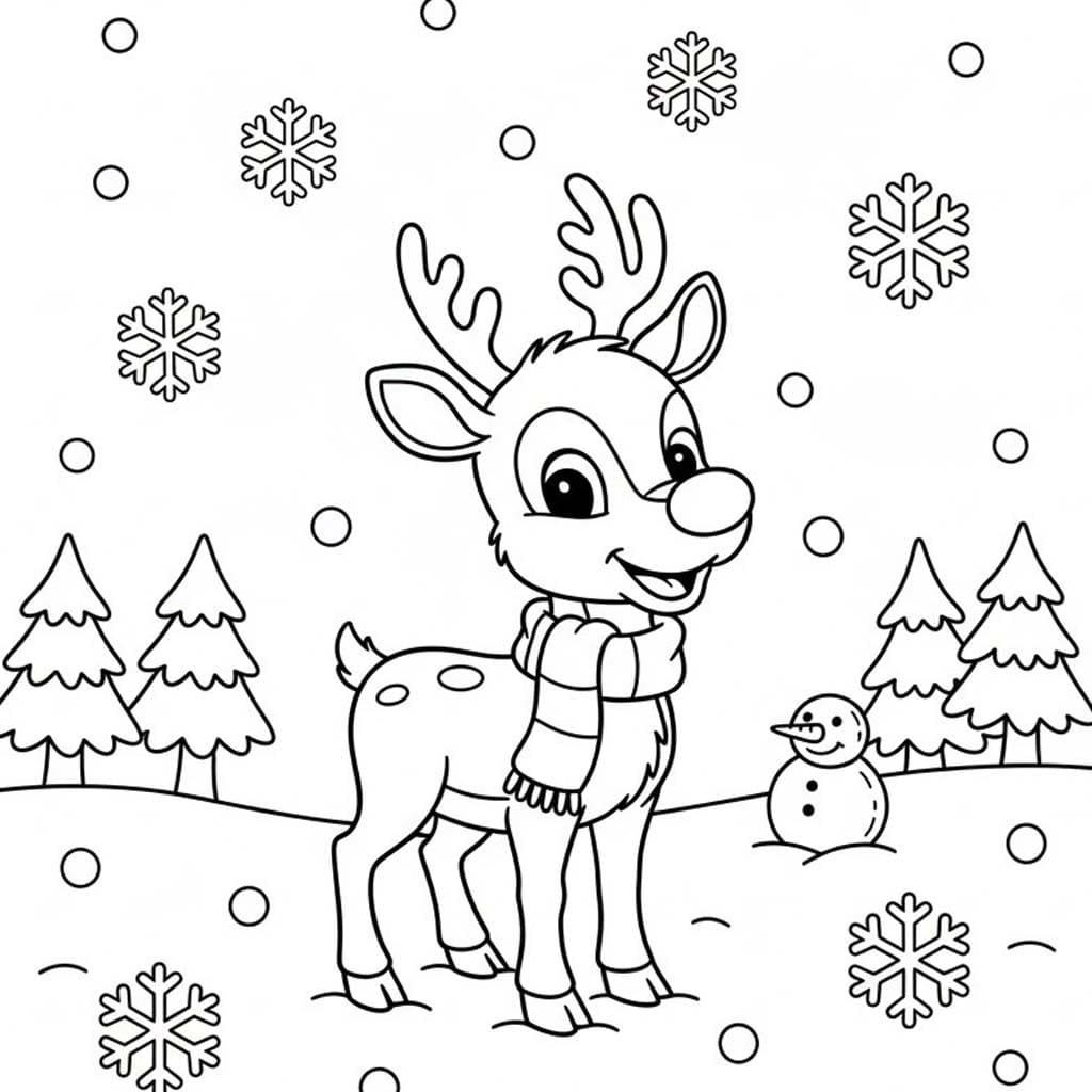 Kolorowanka Obraz Renifer Rudolf ładny. Pobierz, wydrukuj lub pokoloruj ...