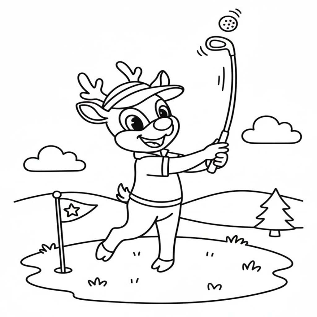 Kolorowanka Narysuj Renifer Rudolf bezpłatny wydruku łatwy. Pobierz ...